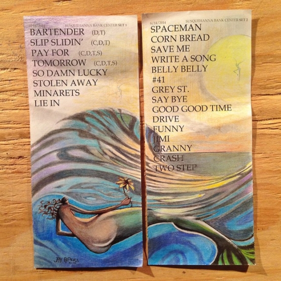 DMB Set List Mermaid Art by Jay Alders